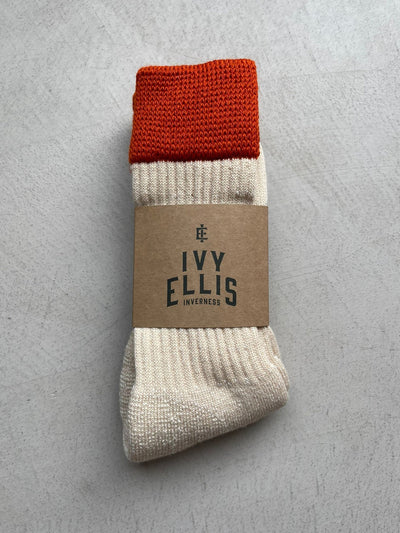 The Alder | Men's Rust And Vintage Cream Crew Length Socks