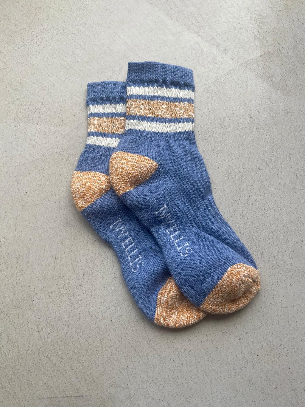 The Magnus | Women's Blue And Tan Slub Quarter Length Socks