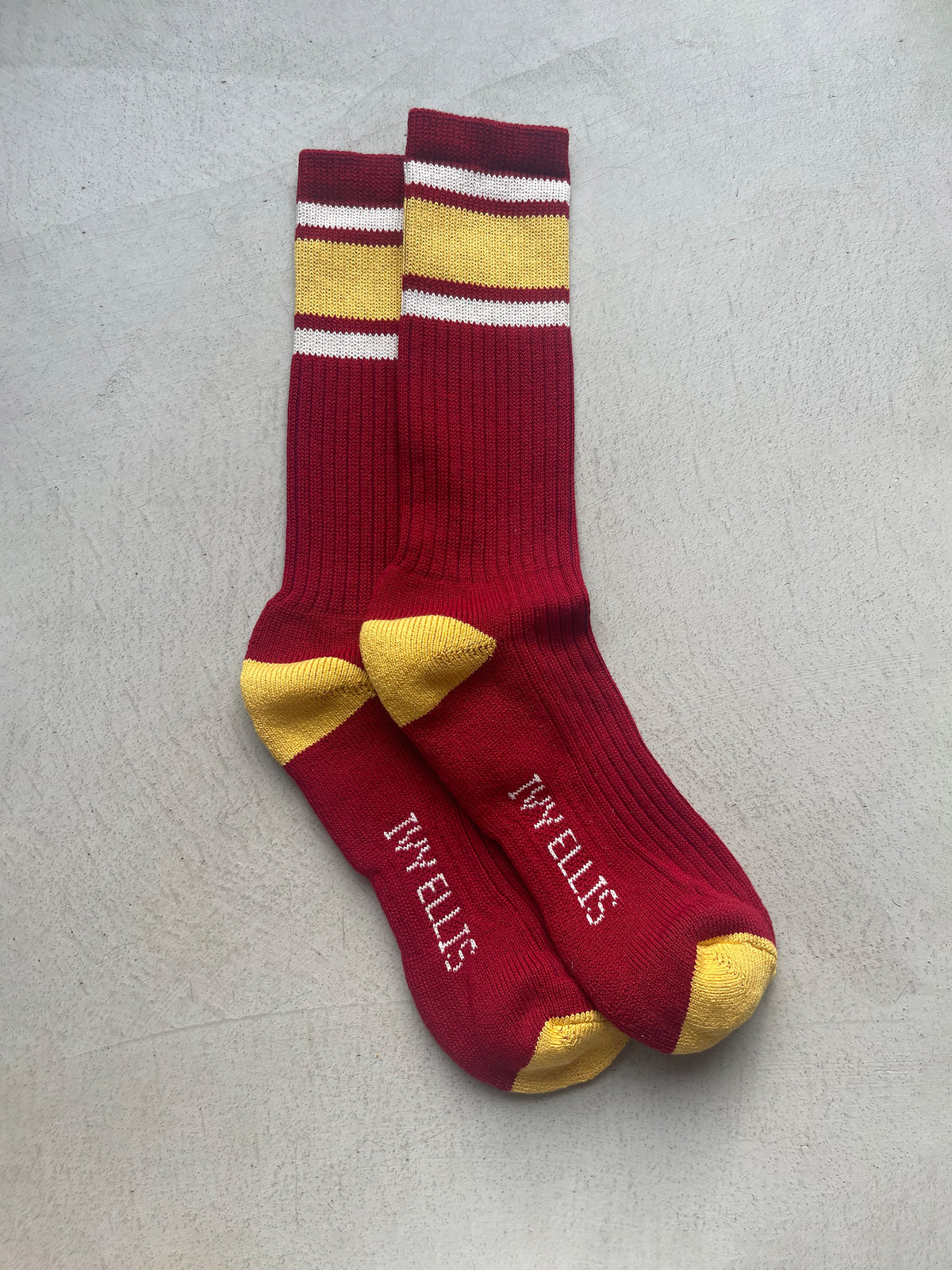The Williams | Men's Crew Length Red & Yellow Vintage Sports Socks